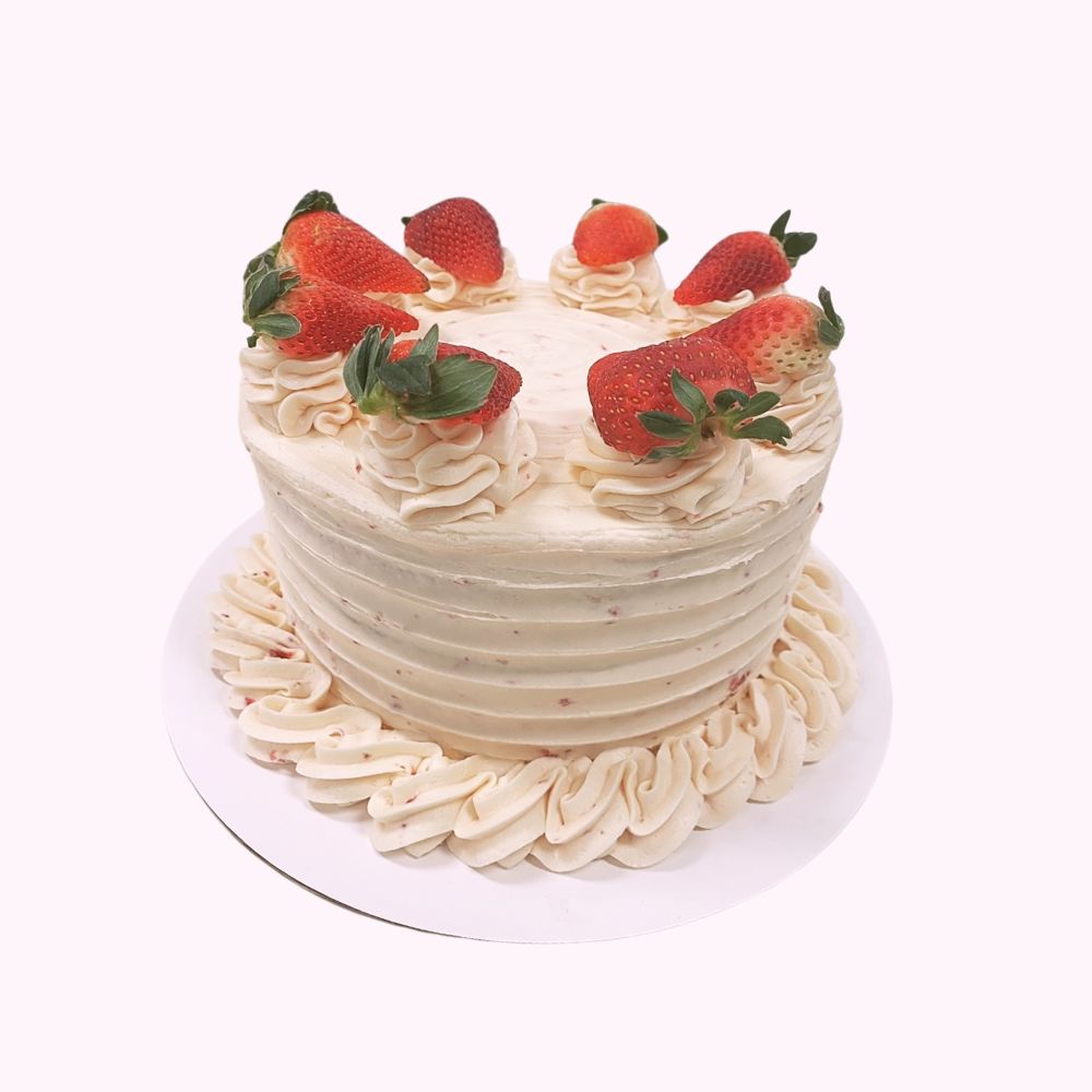 Strawberry With Strawberry Buttercream Cake (Double Strawberry) – CC's ...